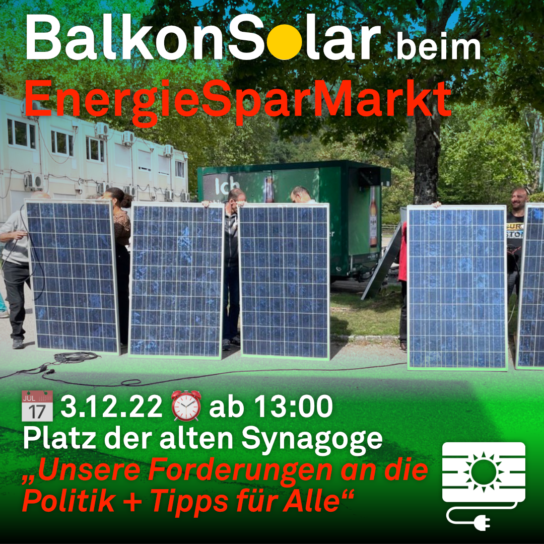 Kommt zum Energiesparmarkt / Samstag 3.12. 13:00 – 15:00 Platz der ...